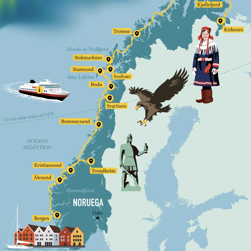 Mapa noruega turístico foto - Blackdragontours.com